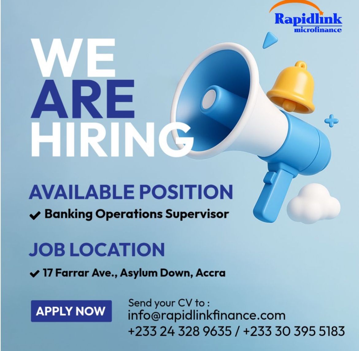 Banking Operations Supervisor - Vacancies In Ghana