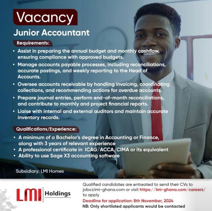 Junior Accountant - Vacancies In Ghana