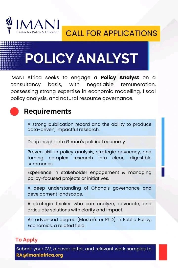 POLICY ANALYST - Vacancies In Ghana